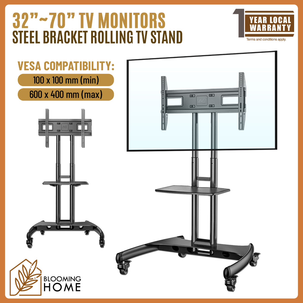 Flat Screen TV Rolling Stand for 32" ~ 70" Screen-Sized TV Floor Stand ...