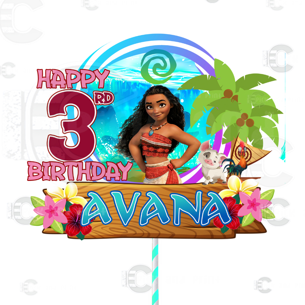 Personalized/Customized Disney Princess Moana Theme Cake Topper for ...