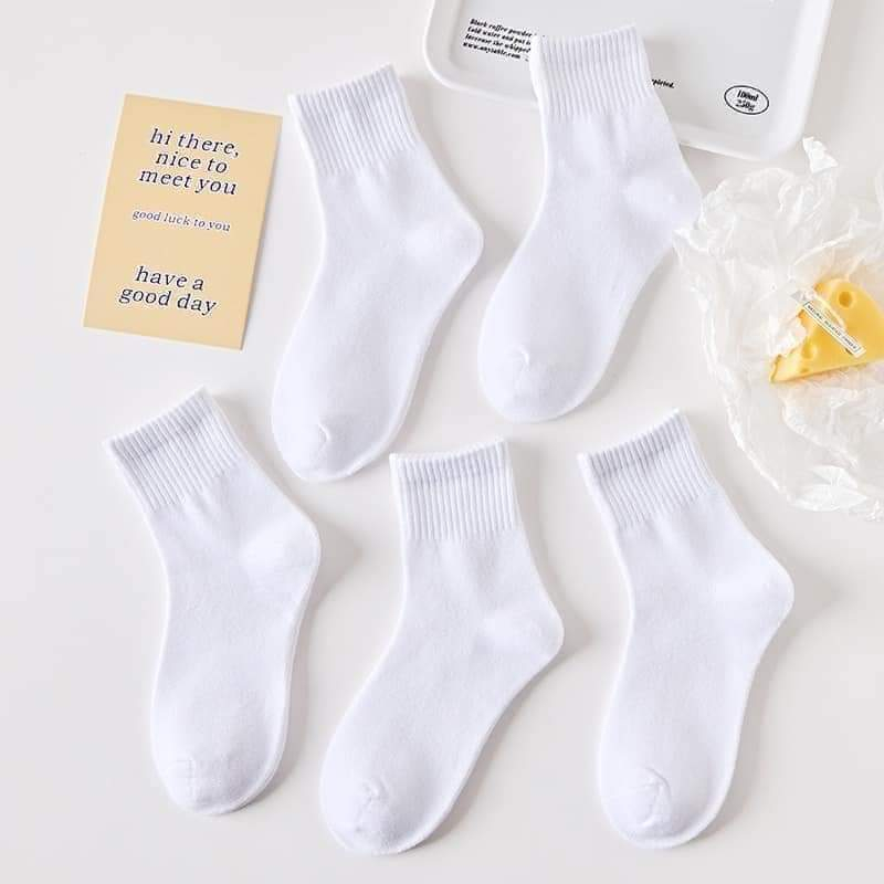 3 pairs Plain White Cotton socks for students age 3-12 years old (with ...