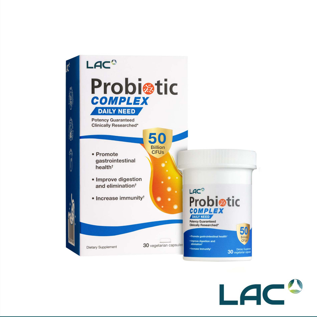 LAC Probiotic Complex 50 Billion CFUs 30 Veg. Capsules (best by: July ...