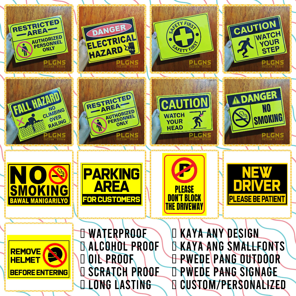 Yellow Signage Personalized/Customized Caution Warning Danger Signs ...