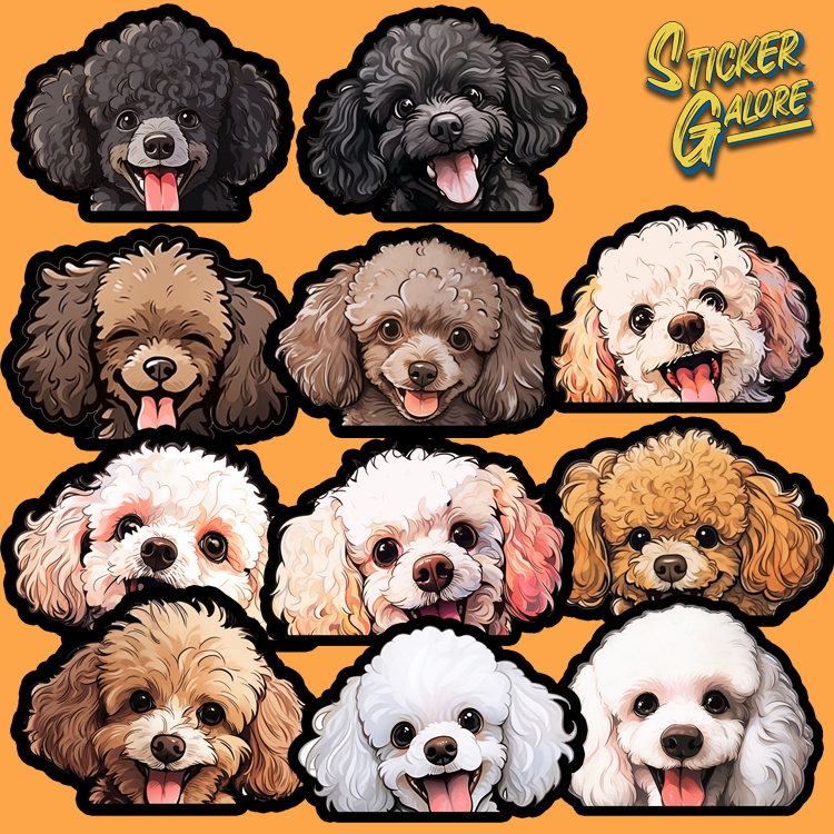 POODLE DOG PEEKER STICKERS (WATEPROOF AND SCRATCH PROOF, VINYL ...