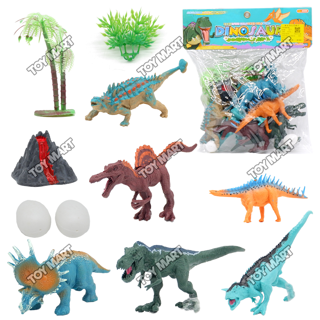 6 in 1 Dinosaur World Ultimate Toy Pack - Assorted Rubber Dinosaur Set ...