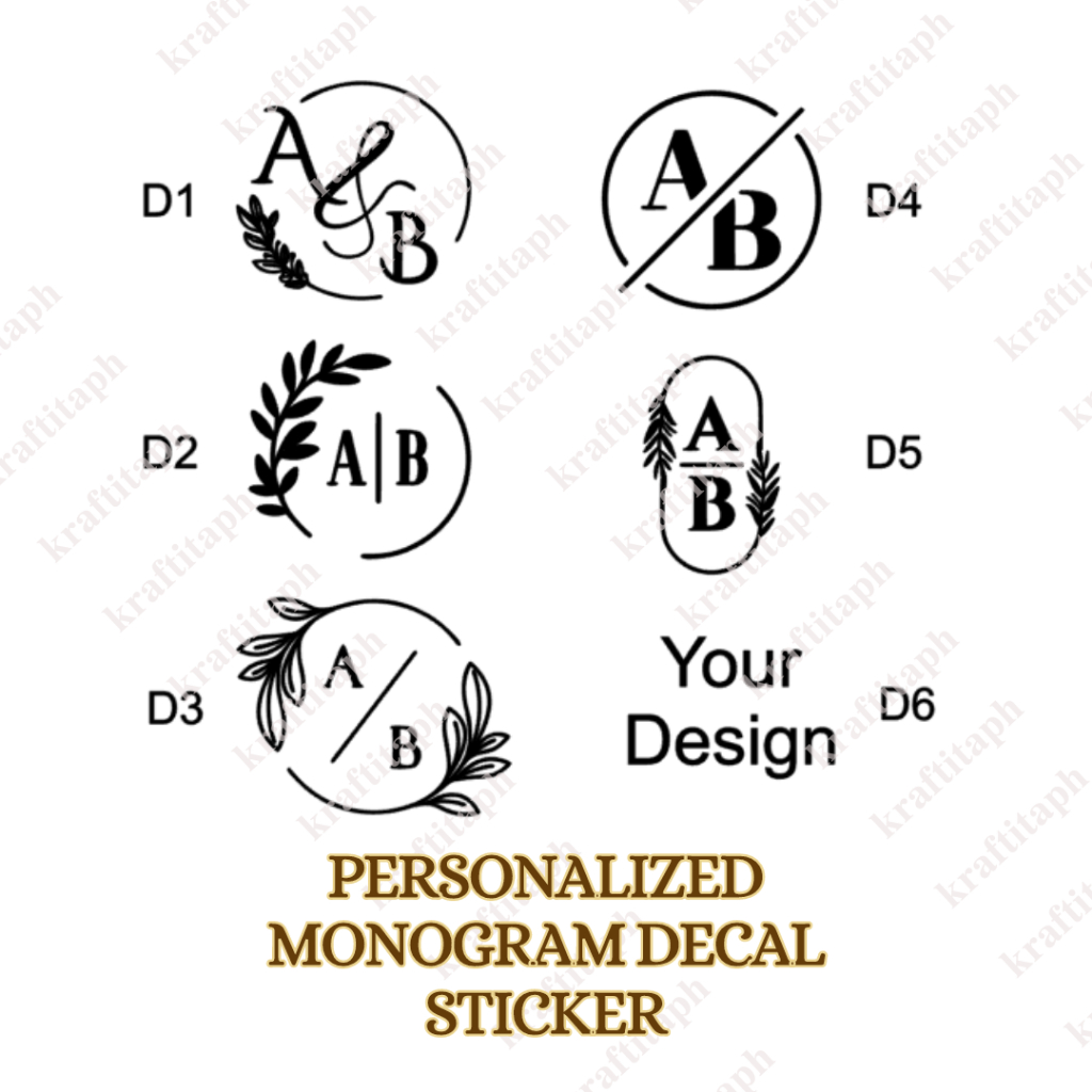 kraftitaph PERSONALIZED 2" HEIGHT MONOGRAM WEDDING DECAL STICKERS DEBUT ...