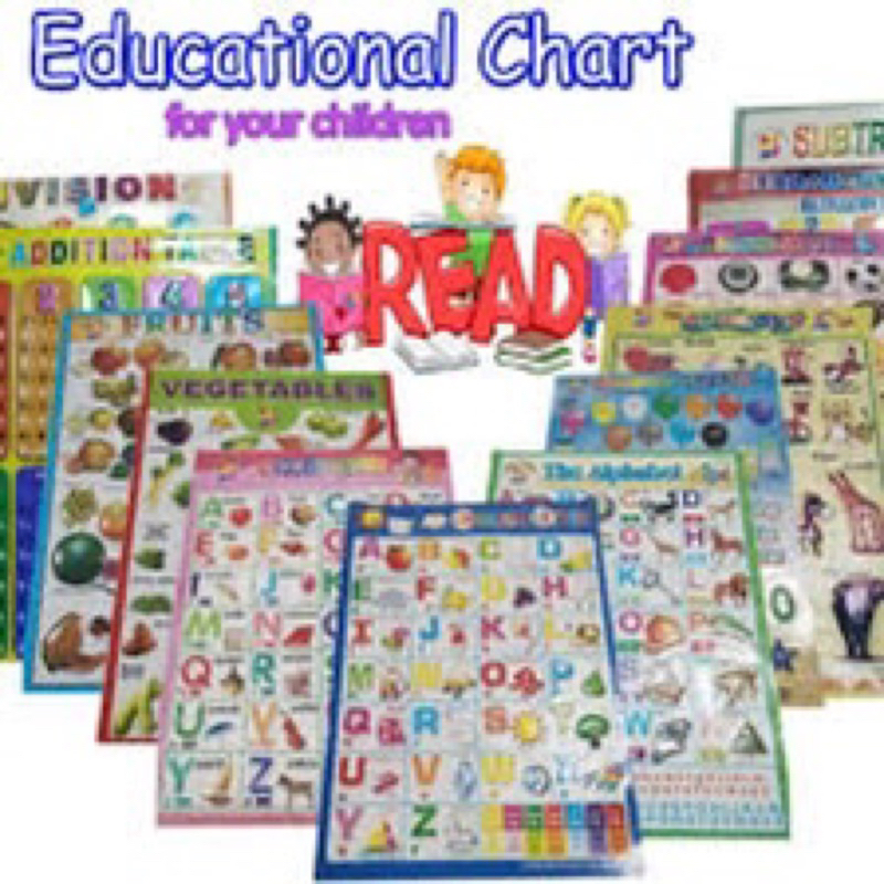 5pcs Educational chart embrossed educational chart assorted chart ...