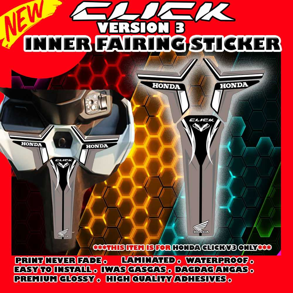 Honda Click 125 V3 / V4 Inner fairing sticker Decals for Click v3/V4 ...