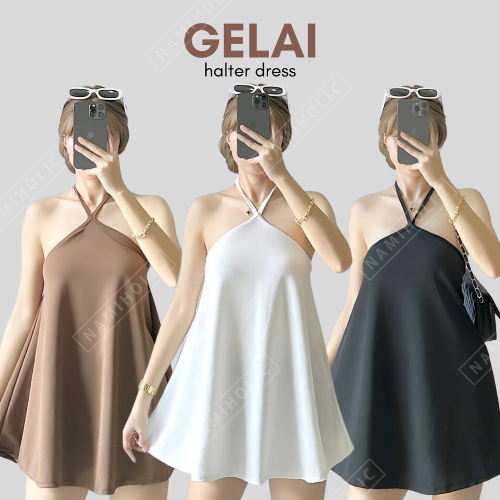 Namiholic Gelai Halter Mini Crepe Dress | Shopee Malaysia