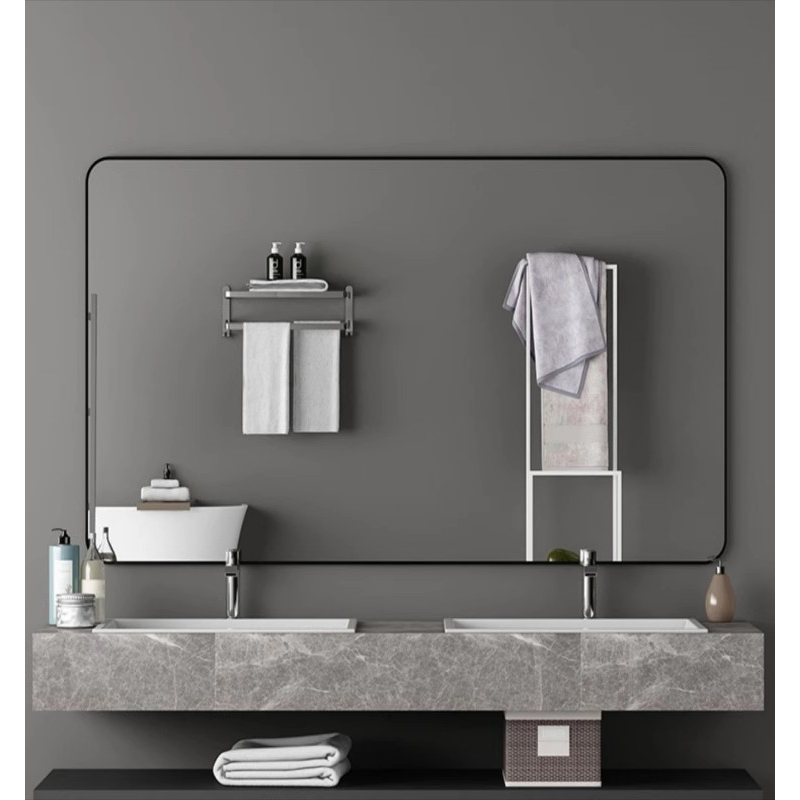 Bathroom mirror Rectangular mirror in the wall Perforated free toilet ...