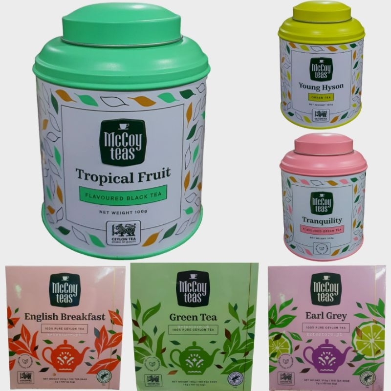 McCoy Teas 100% Pure Ceylon Tea| English Breakfast | Earl Grey 2g x 100 Tea Bags | Green Tea ...