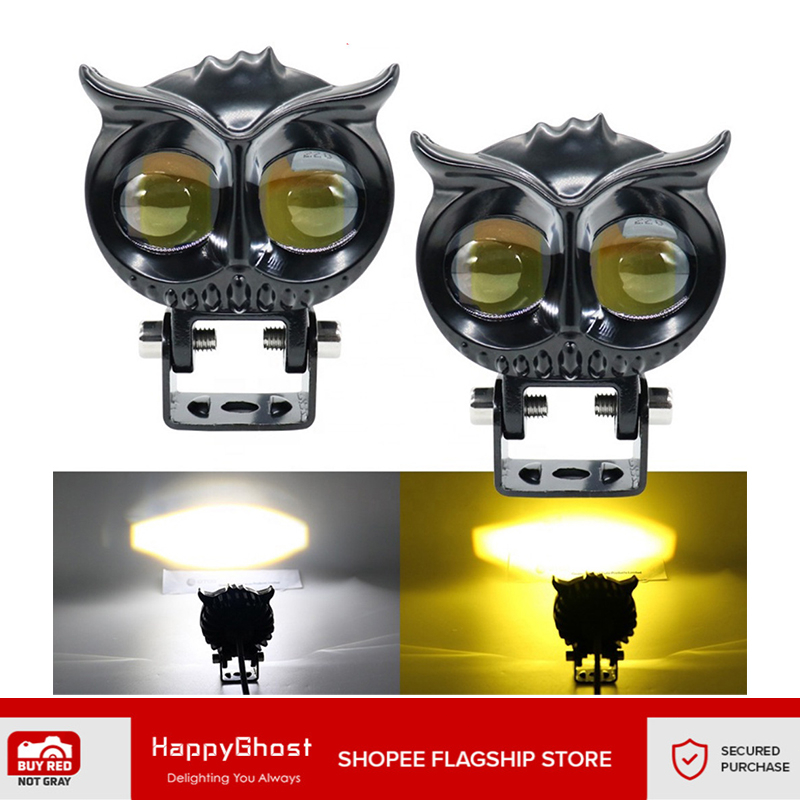 Owl double lamp bead LED headlight Motorcycle Car Mini Driving Lights ...