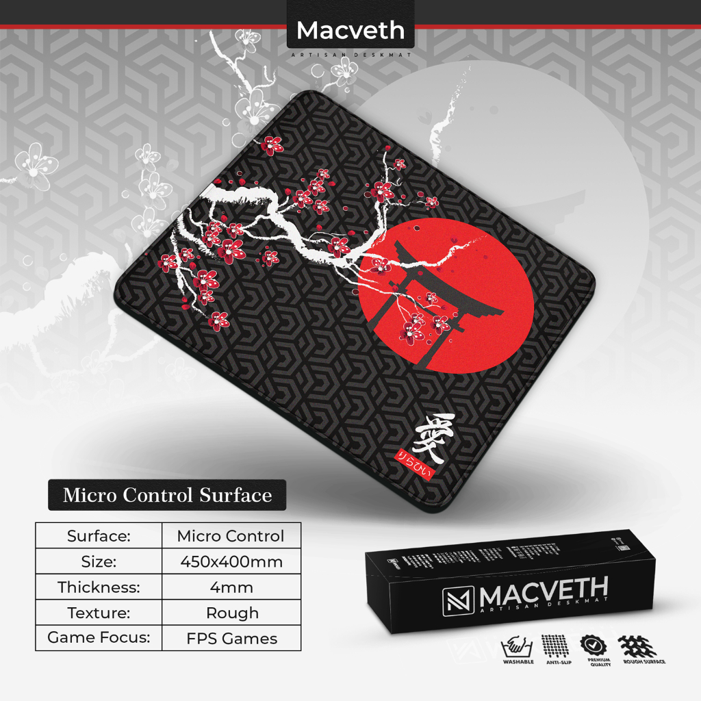 Macveth Artisan Deskmat | SAKURA | 450x400x4mm MicroControl | Gaming ...