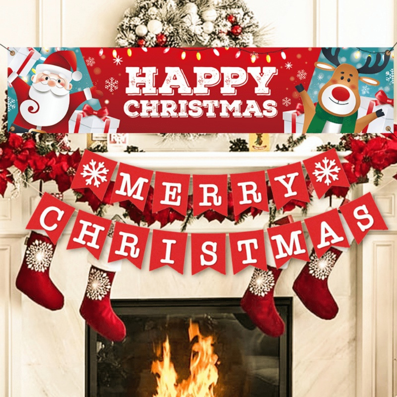 Merry Christmas Party Banner Party Decoration Garlands Eve Christmas ...