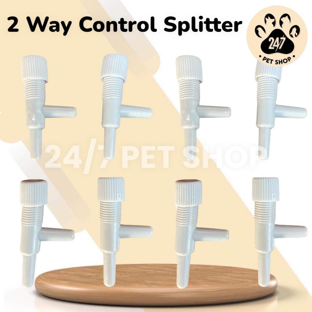 2 Way Air Valve T Control Splitter Connector Aquarium Fish Oxygen Air ...