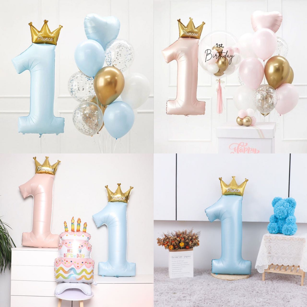 crown number foil balloon 40inch/3ft prince & princess number balloon ...