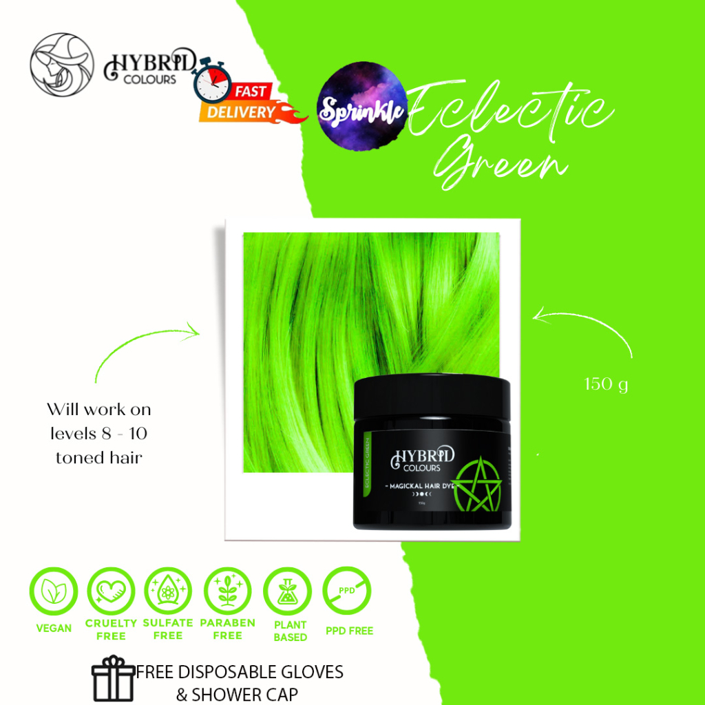 HYBRID COLOURS ELECTIC GREEN (NEON GREEN) ORGANIC HAIR DYE | Shopee ...