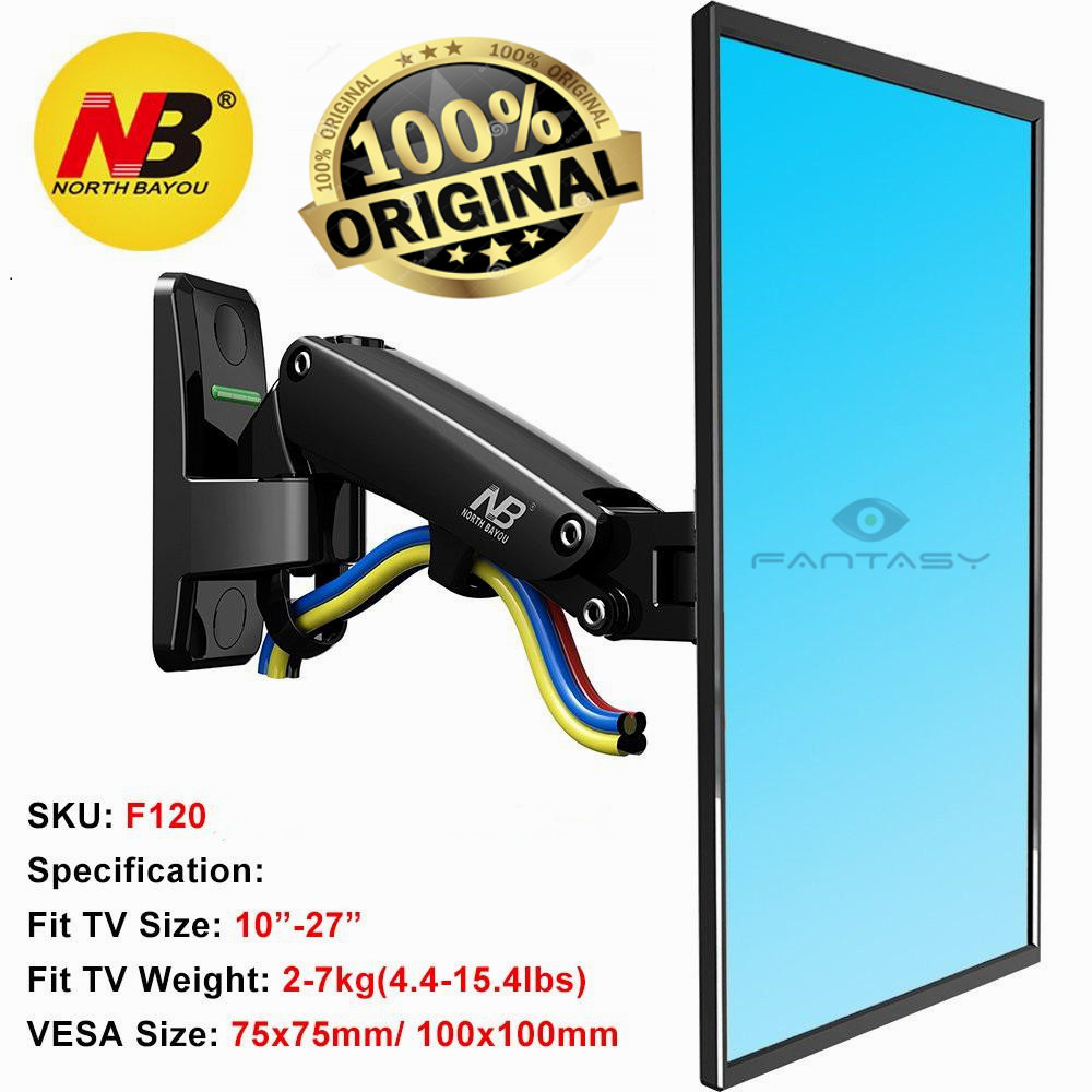 NORTH BAYOU NB F120 Full Motion Gas Spring Articulating TV Wall Mount ...