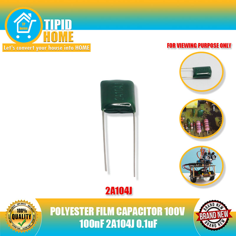 POLYESTER FILM CAPACITOR 100V 100nF 2A104J 0.1uF | Shopee Malaysia