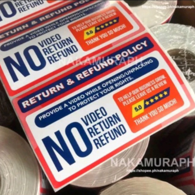 500pcs | High Quality sticker NO Video, No No Return STICKER 100 ️60 ...