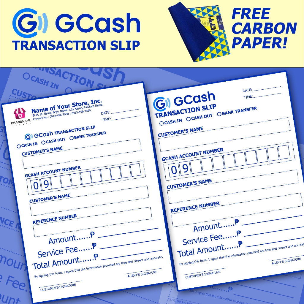 GCash Transaction Bills Payment Cash-in Cash-out Slip Receipt 100 pages ...
