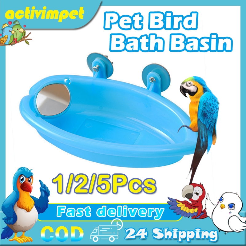 Bird Parrot Bathing Box Pet Cockatiels Budgies Bathtub With Mirror ...