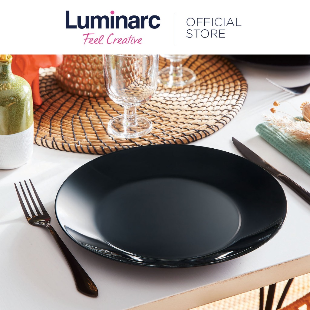 Luminarc 6pc Zelie Black Dinner Plate 25cm Plates Set | Shopee Malaysia
