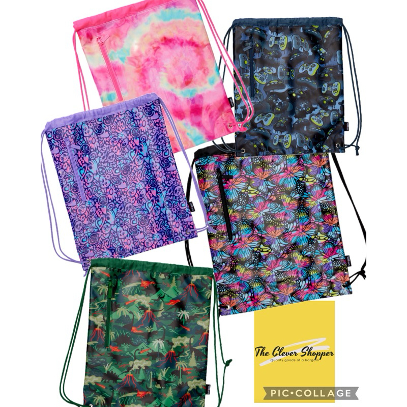 Smiggle Drawstring Bag with Pocket/Knapsack/ Reusable Bag (Cat, Unicorn ...