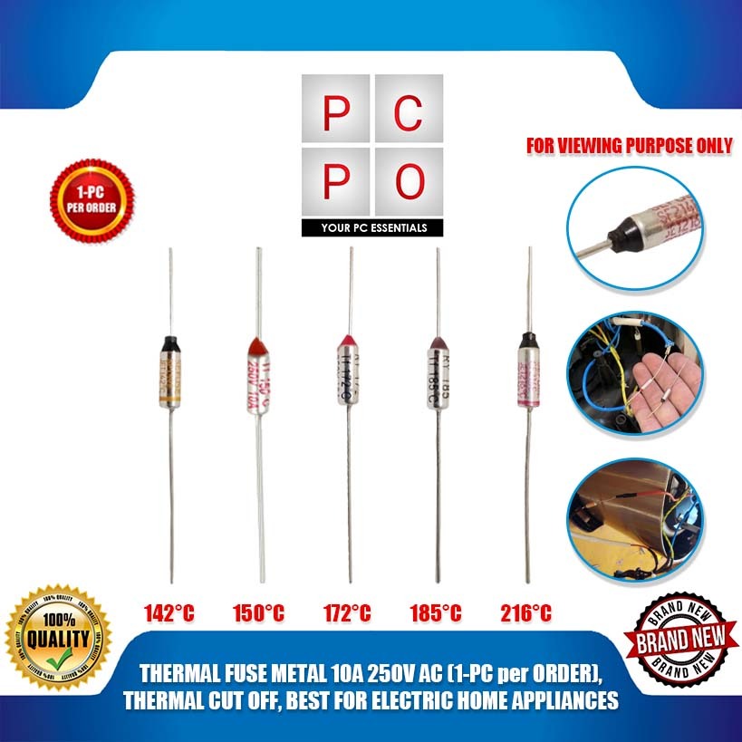 PC PO THERMAL FUSE METAL 10A 250V AC (1-PC per ORDER), THERMAL CUT OFF ...