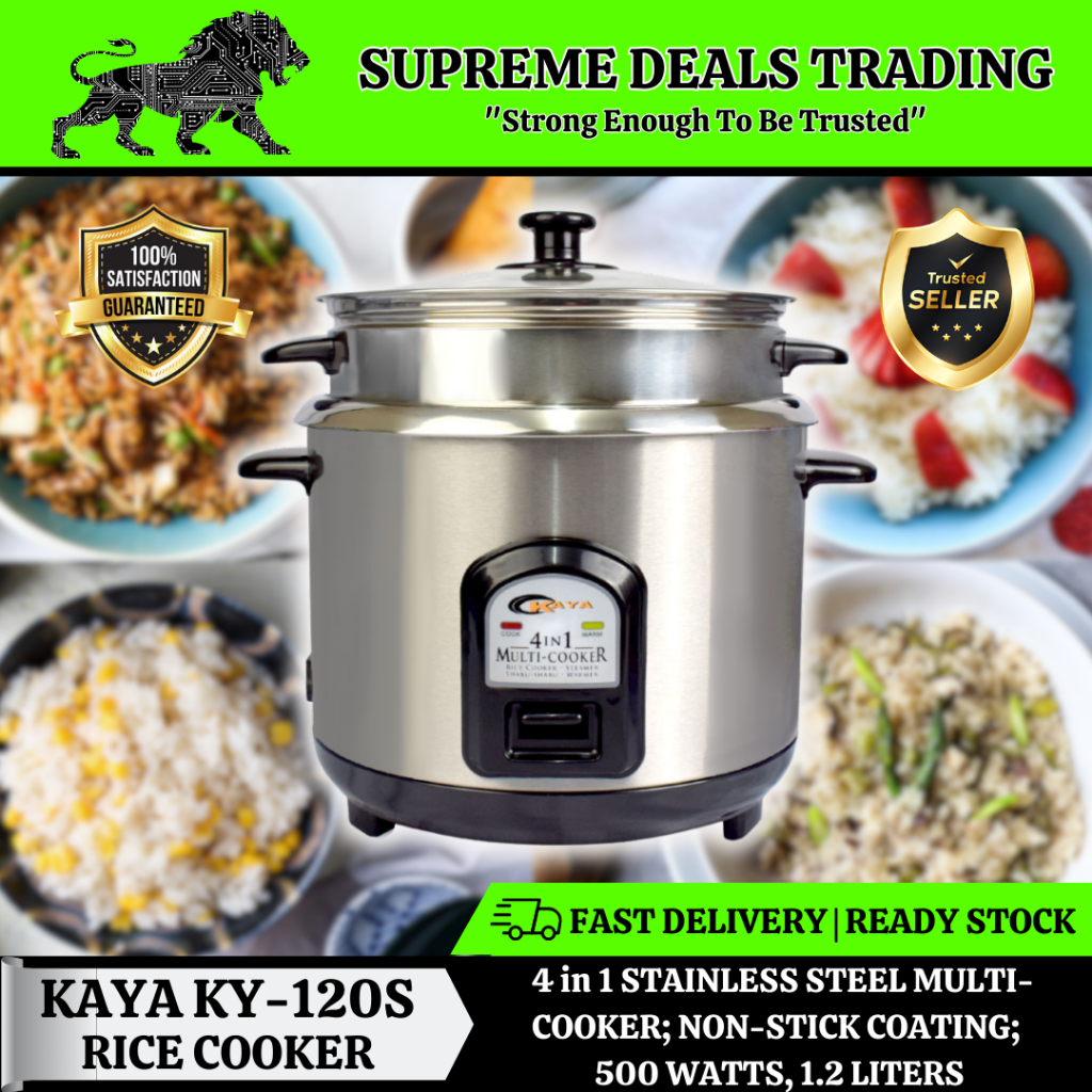 HEAVY DUTY RICE COOKER / MULTI-COOKER 4-IN-1 NON-STICK COATING 500W 1.2L KAYA KY-120S | Shopee ...