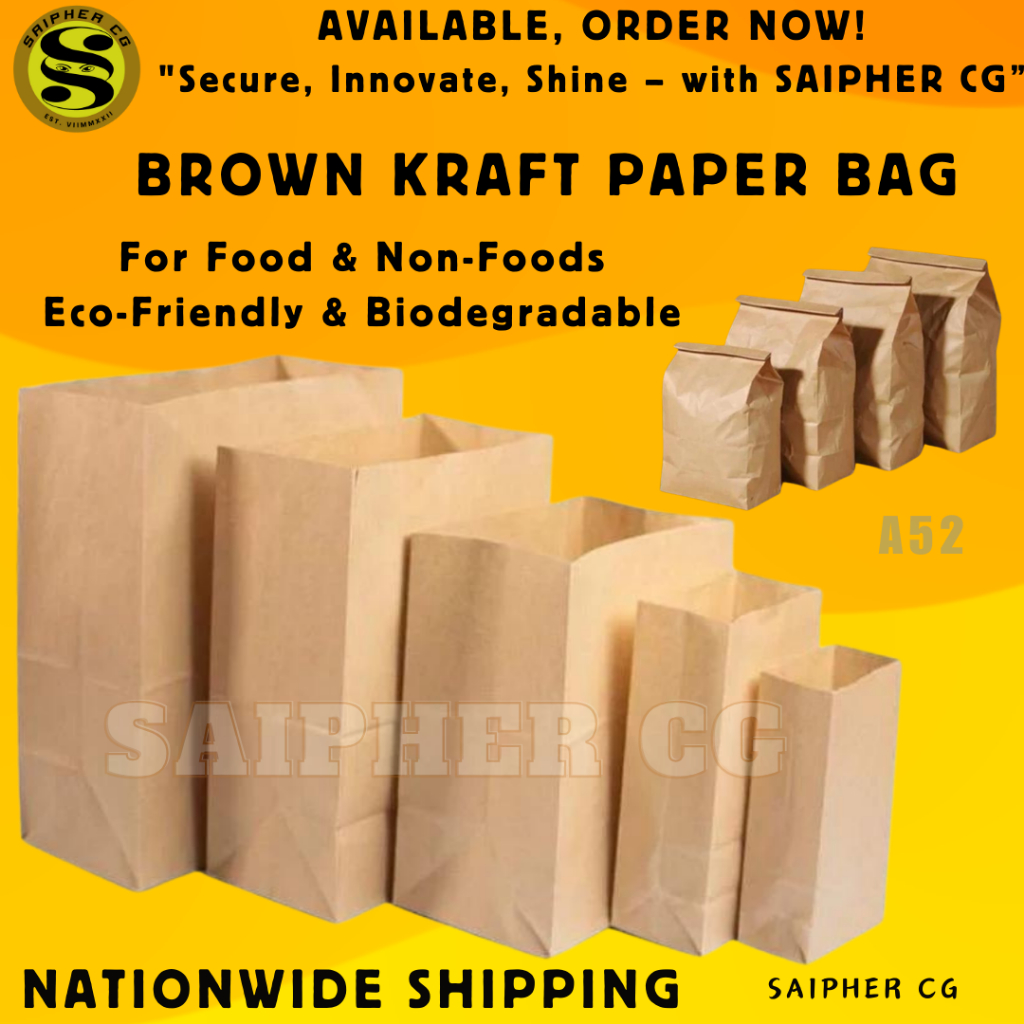 Plain Brown Paper Bag / Brown Kraft Paper Bag for Food, Clothes, Gift ...