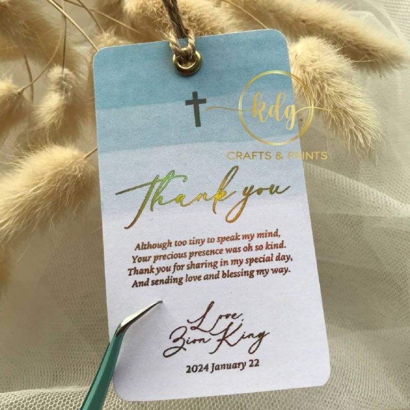 10 pcs - THANK YOU GIFT TAGS FOR KIDS BAPTISM BIRTHDAY - Baby Tags ...
