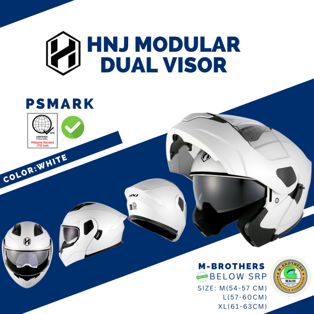 HNJ YM 920 & 937/601 PLAIN MODULAR HELMET (DUAL VISOR) | Shopee Malaysia