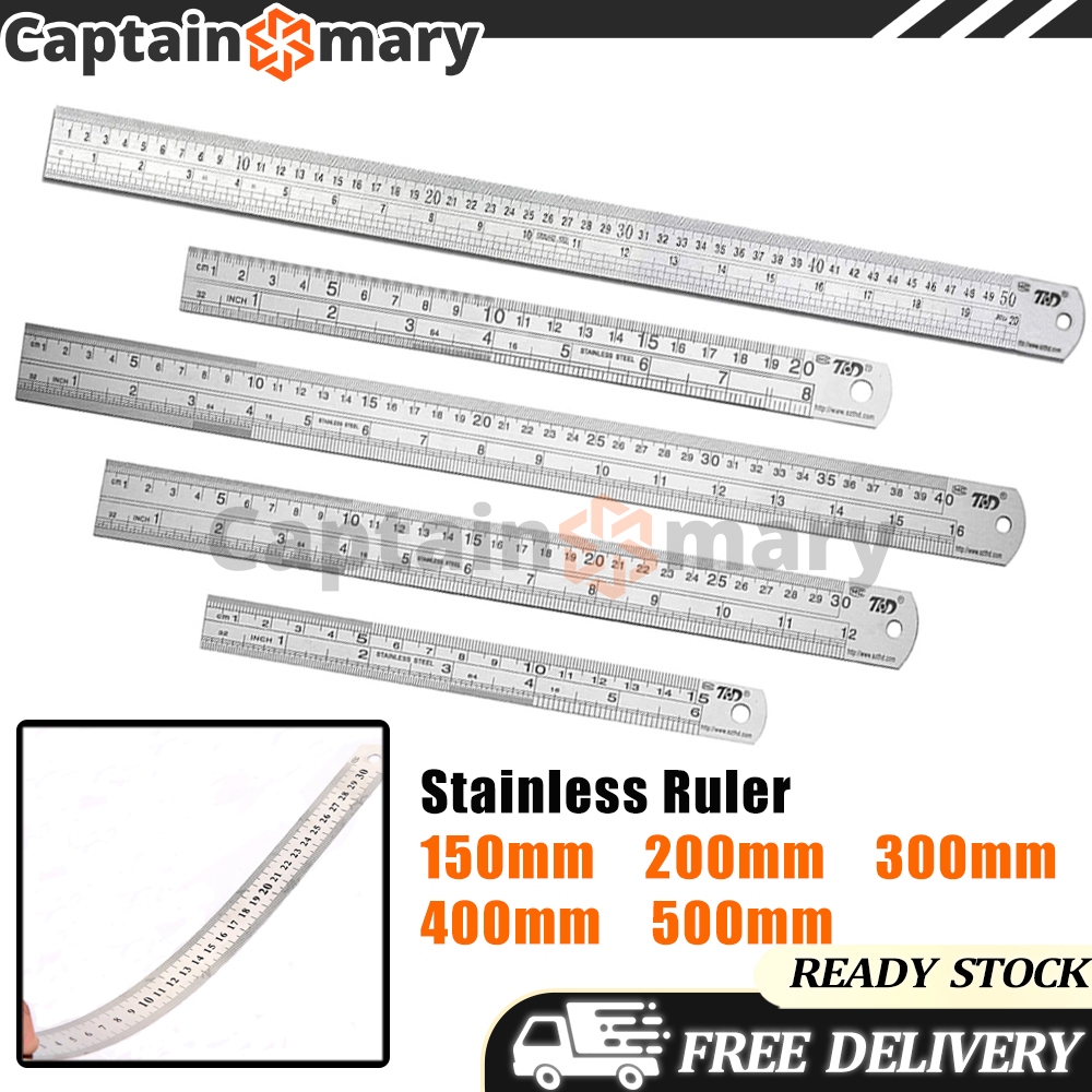 Metal Ruler Stainless Steel Long Iron Drawing Measurement Student ...