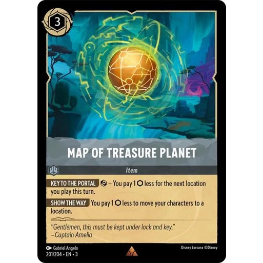 DISNEY ORCANA Into The Inklands Cold Foil MAP OF TREASURE PLANET 201/ ...