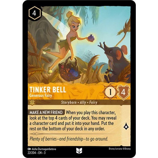 Tinker Bell Generous Fairy Uncommon Disney Lorcana Into the Inklands ...
