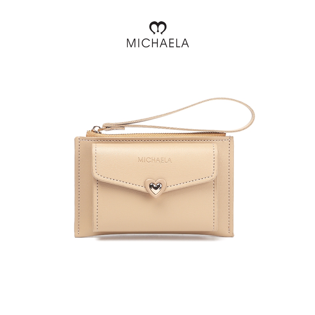 MICHAELA Heart Button Short Wallet with Zip Coin Purse 6 Card Holders ...