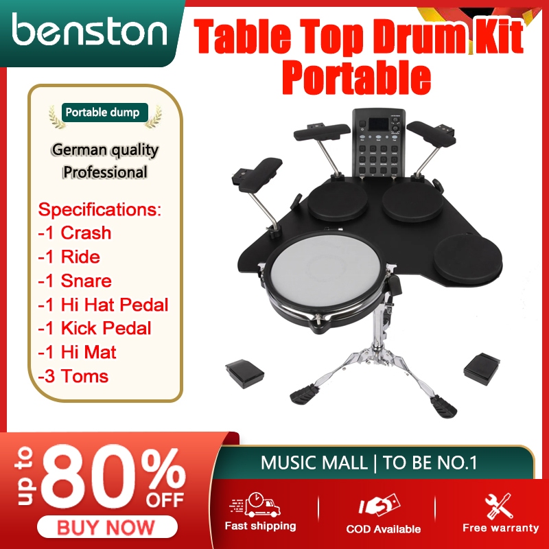 Benston Portable Table Top Drum Kit with Built in Speakers Electronic ...