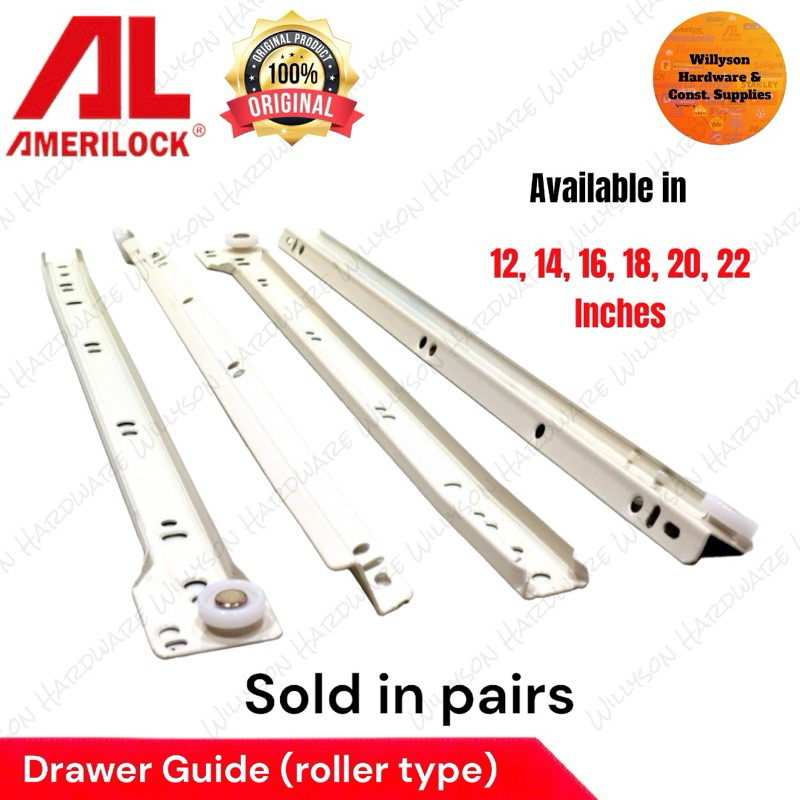 Amerilock Drawer guide roller type 12” 14” 16” 18” 20” 22” | Shopee ...