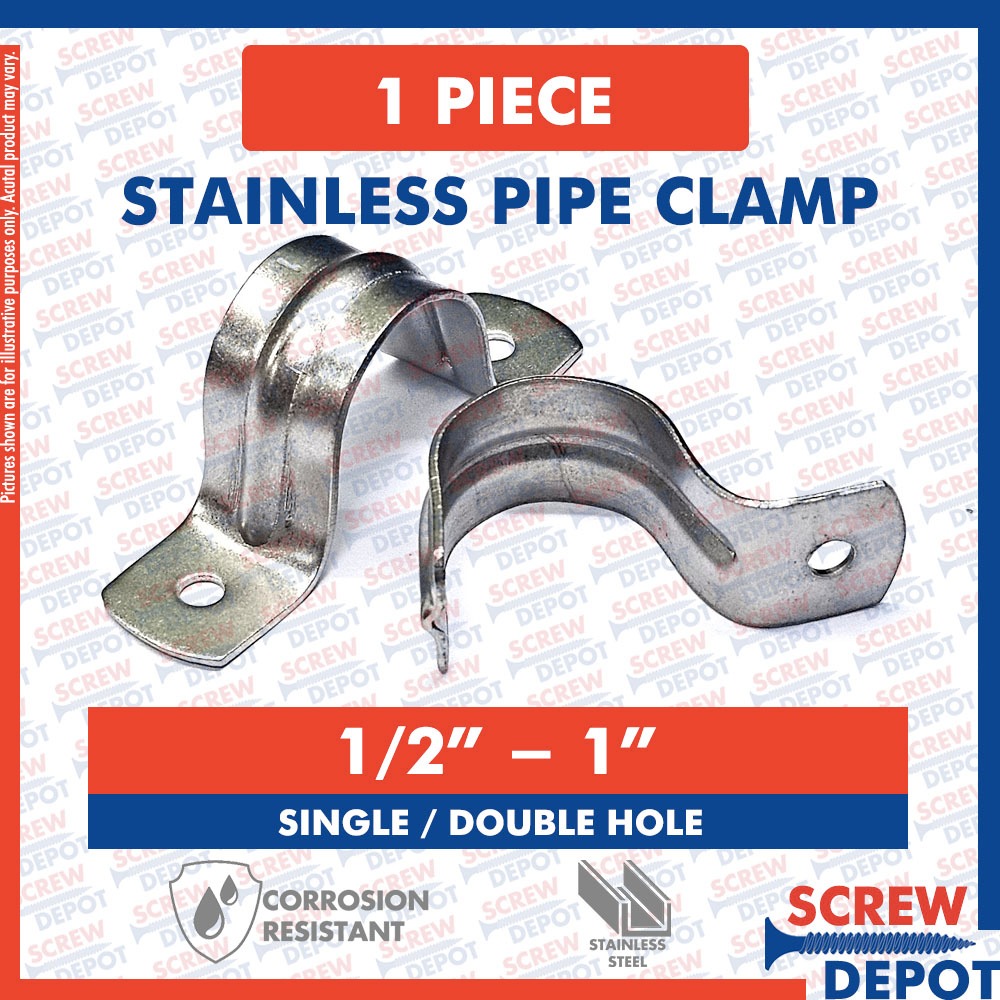 1PC SS Conduit Saddle Metal Clamp 1/2 , 3/4 , 1 Stainless PVC Pipe EMT ...