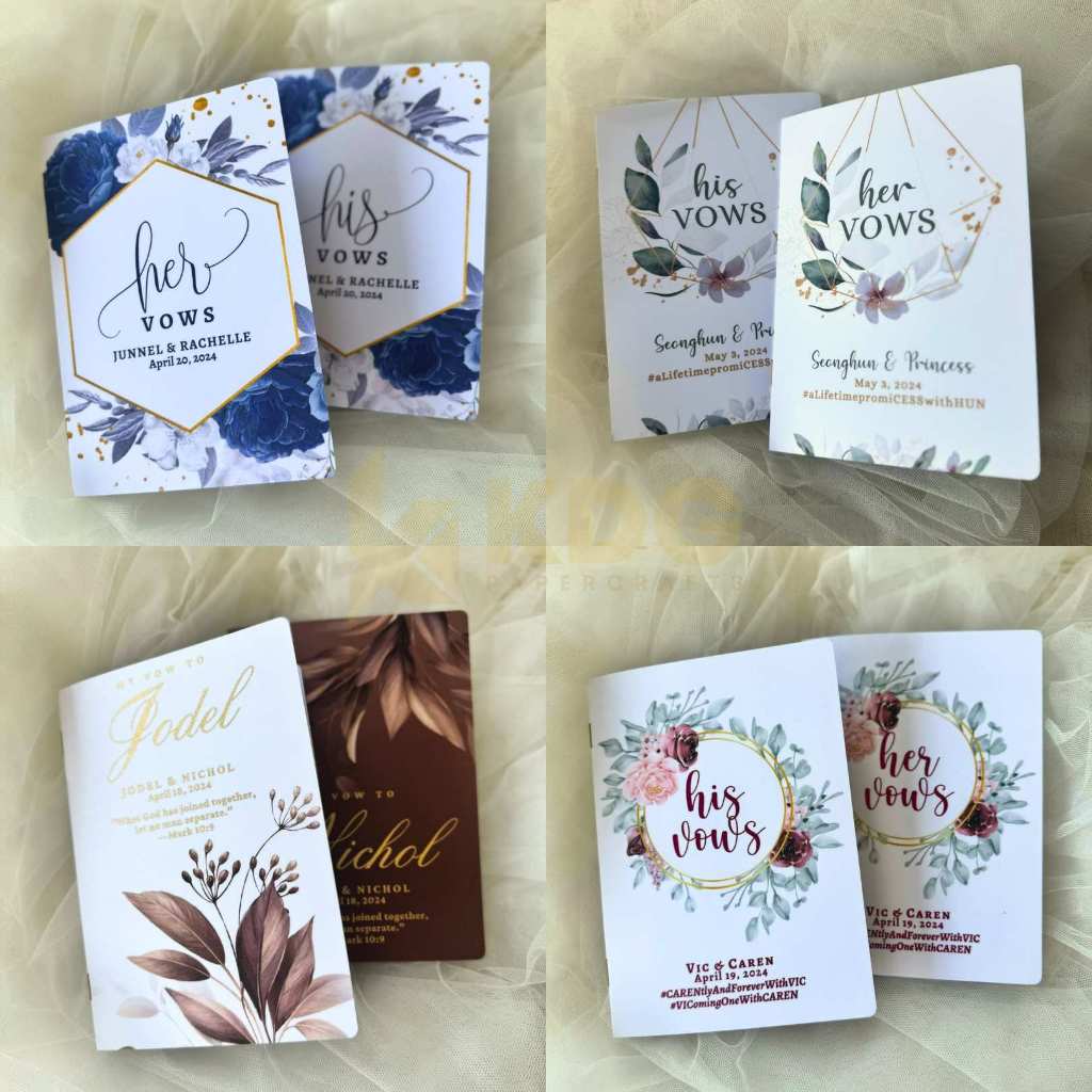 1 pair - His and Her Wedding Vows Card Random Motif / Red / Green ...