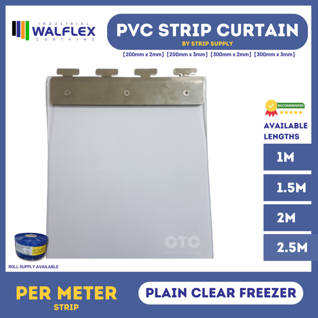 Walfex PVC Strip Curtain (Per Meter) Plain Clear Freezer Industrial ...