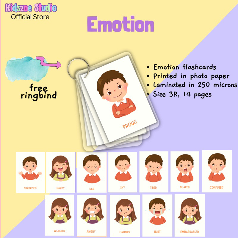 emotion feelings educational laminated flashcards | Shopee Malaysia