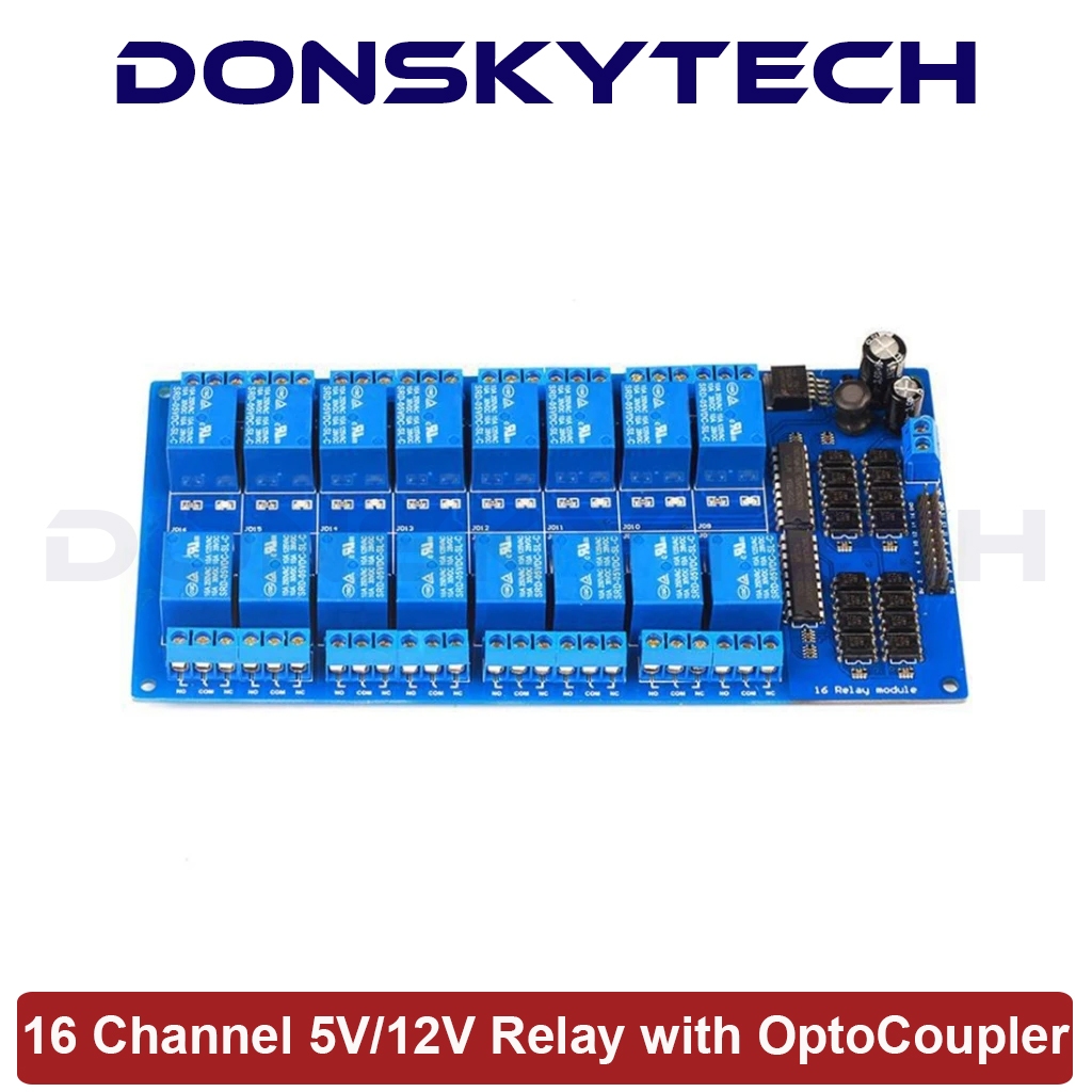 16 Channel 5V 12V 10A Relay Module with Optocoupler LM2576 - 16 CH ...