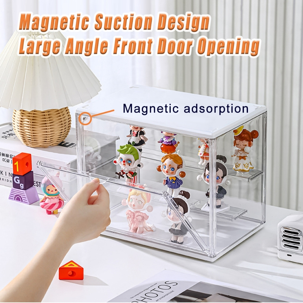 Popmart Storage Organizer Acrylic Transparent Display Case Toy Stackable Magnetic Dustproof ...