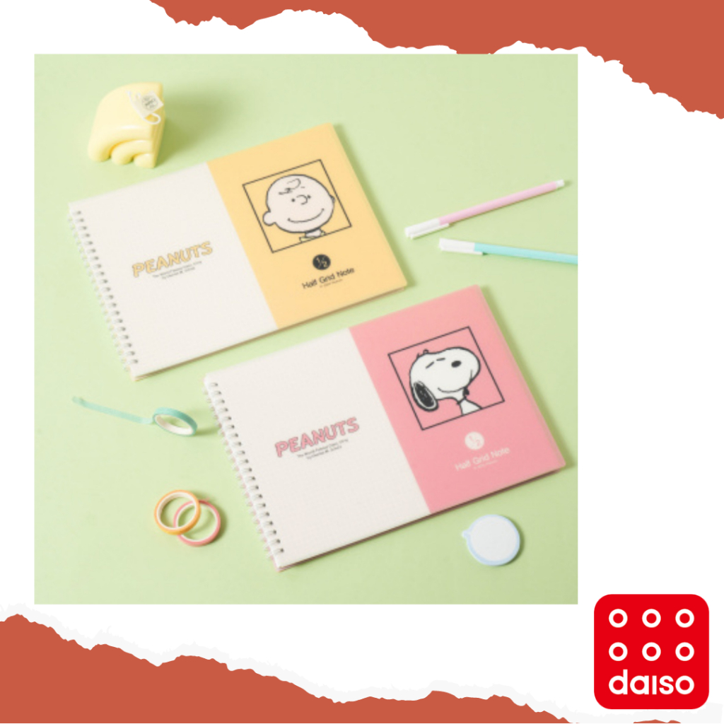 DAISO KOREA - Snoopy Peanut Half Half Grid Notebook (Horizontal) B5 ...