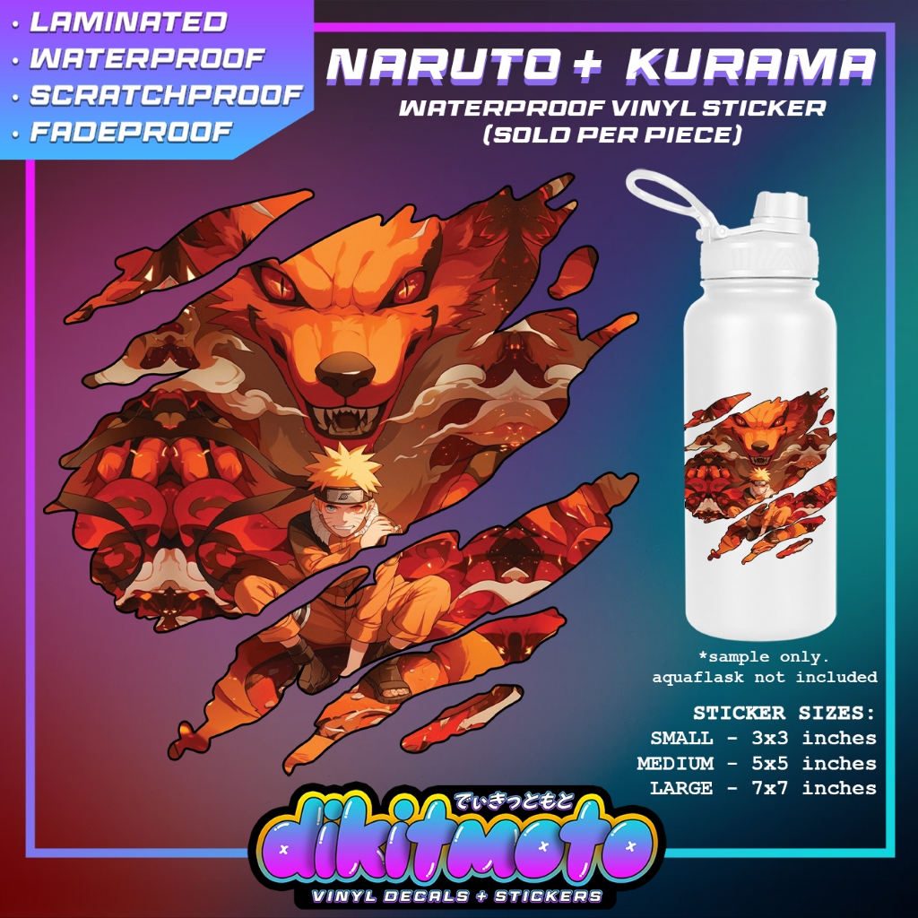 [dikitmoto] Uzumaki Naruto Kurama 10 Scratch Sticker Waterproof Vinyl ...