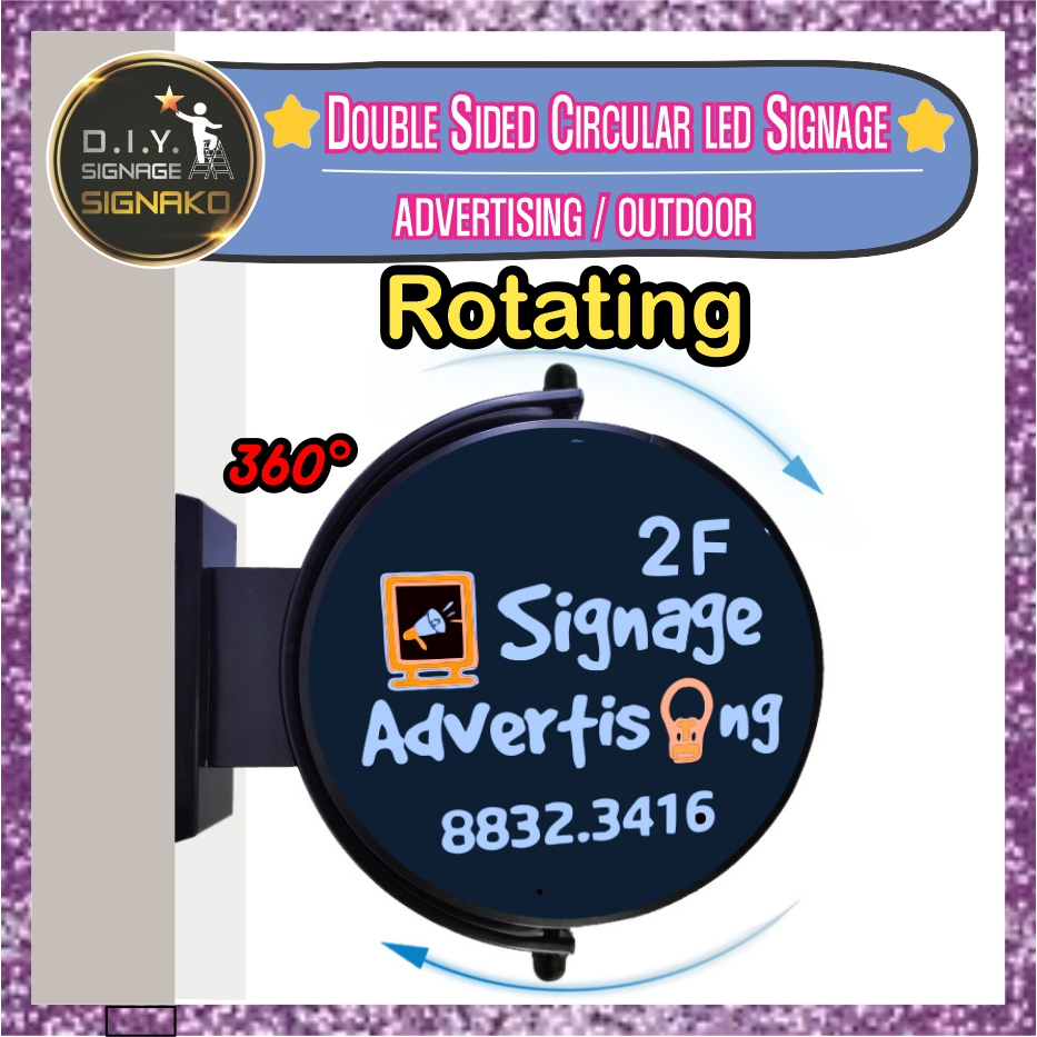 360 Rotating Round LED Signage / Light Box Outdoor Acrylic Double Sign ...