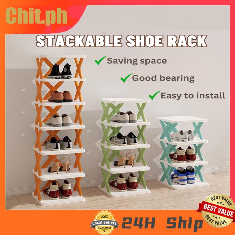 CHIT Multi-Layers Foldable Shoe Rack Space Saving DIY Stackable Shoes ...