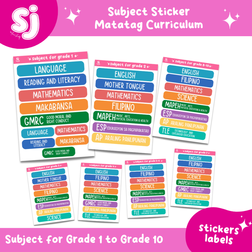 Subject Sticker for Grade 1-10 | Stickers for Notebook | Subject ...