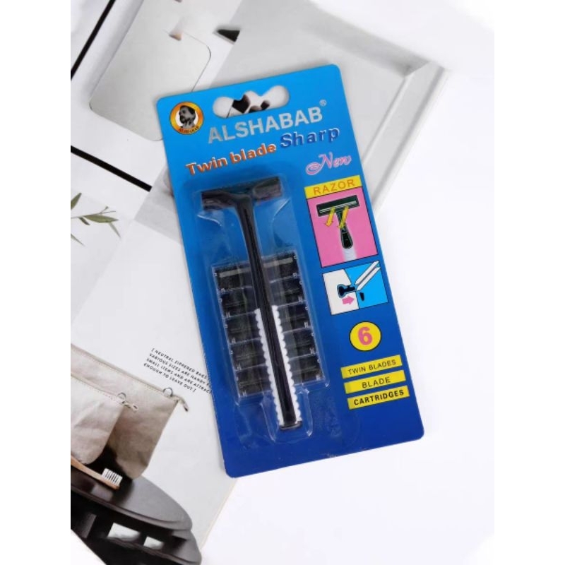 Razor for men 1 Handle Free 5pcs Double Blades Disposable Shaving hair ...