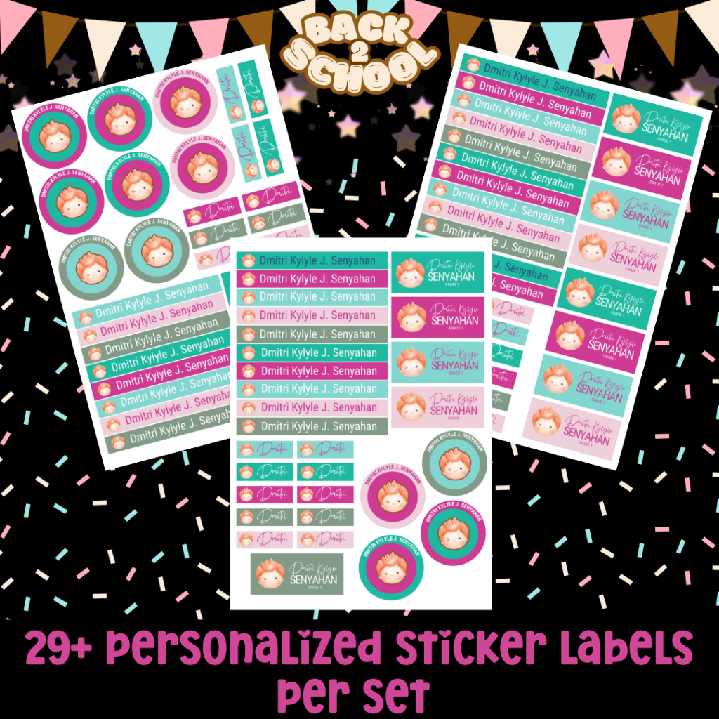 Personalized Name Label Stickers - 29+ Colorful Labels - Customizable ...